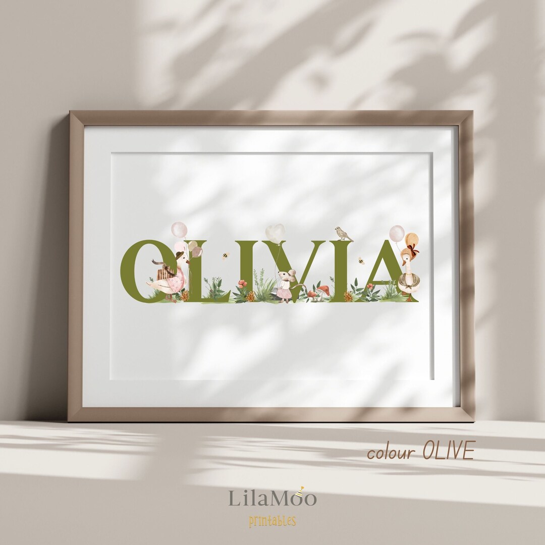 Custom Name Print for Little Girls Room Personalized Woodland ...