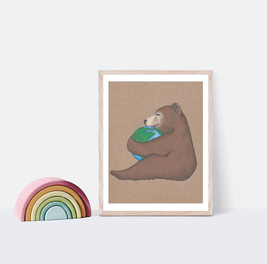 PRINTABLE Bear Hug | Earth Day Art | Digital Download | Kids Room ...