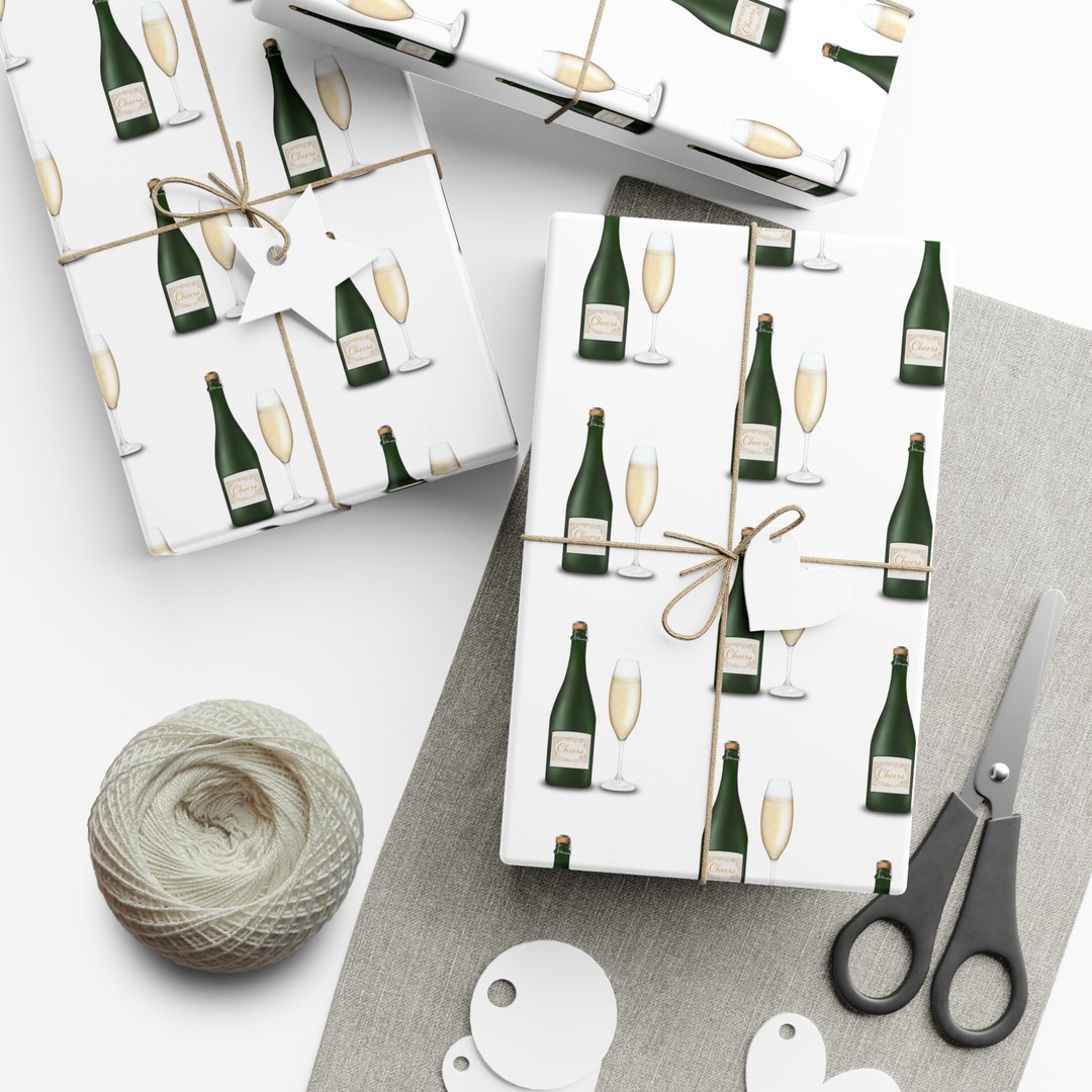 Champagne Gift Wrap Paper | Wedding Wrapping Paper | Bachelorette Party ...