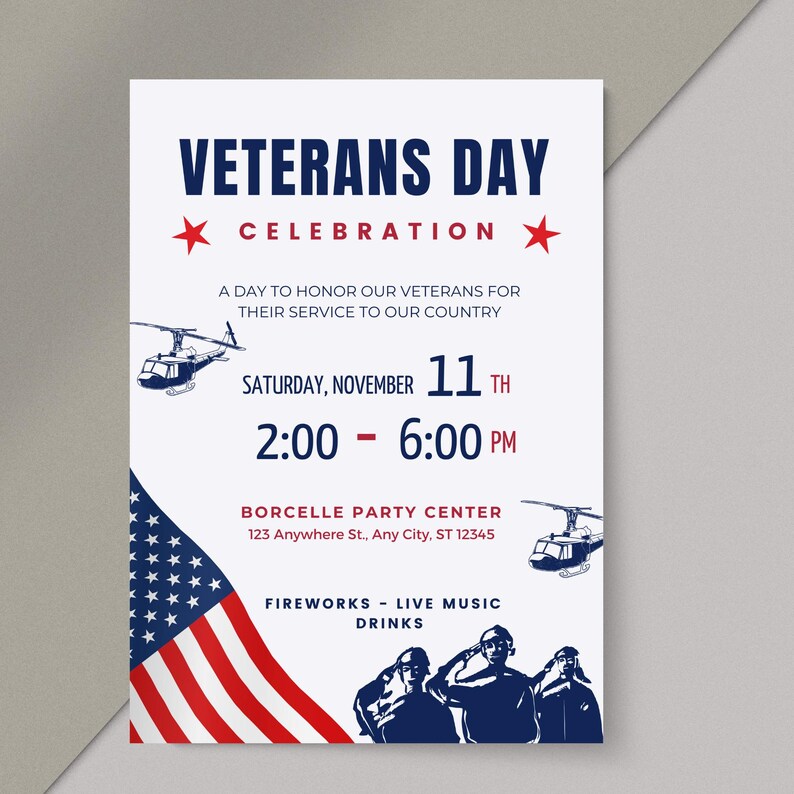 VETERANS DAY, Veterans Day Celebration, November 11, Canva Digital ...