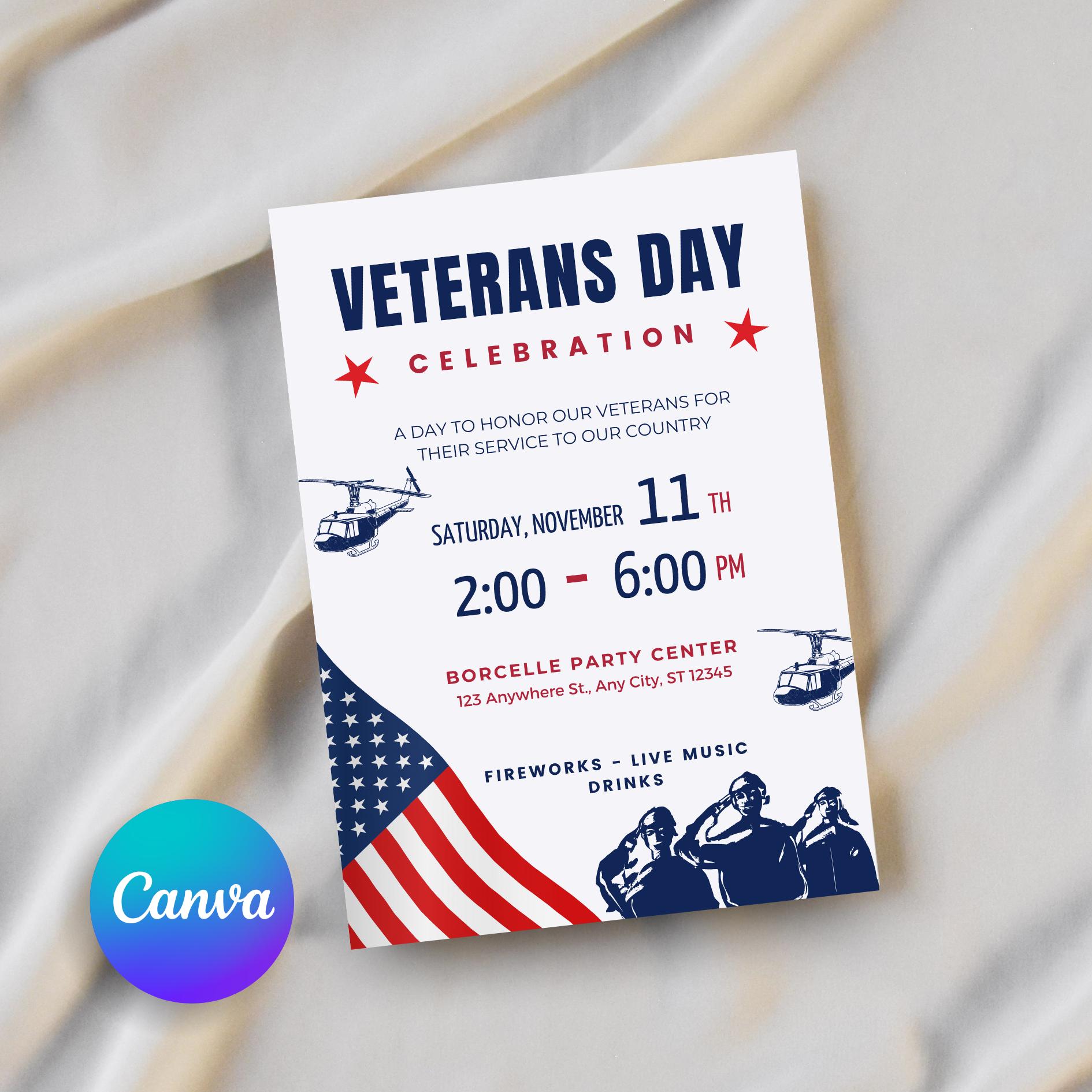 VETERANS DAY, Veterans Day Celebration, November 11, Canva Digital ...