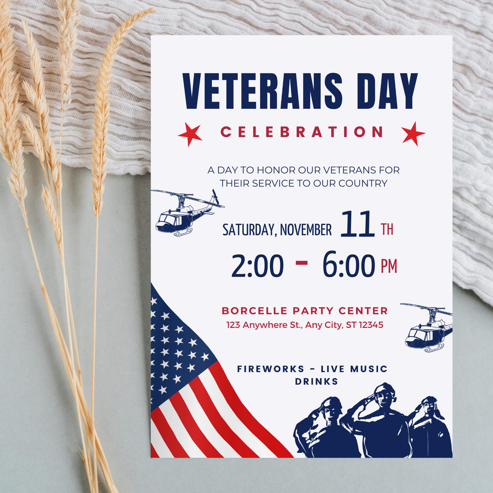 VETERANS DAY, Veterans Day Celebration, November 11, Canva Digital ...