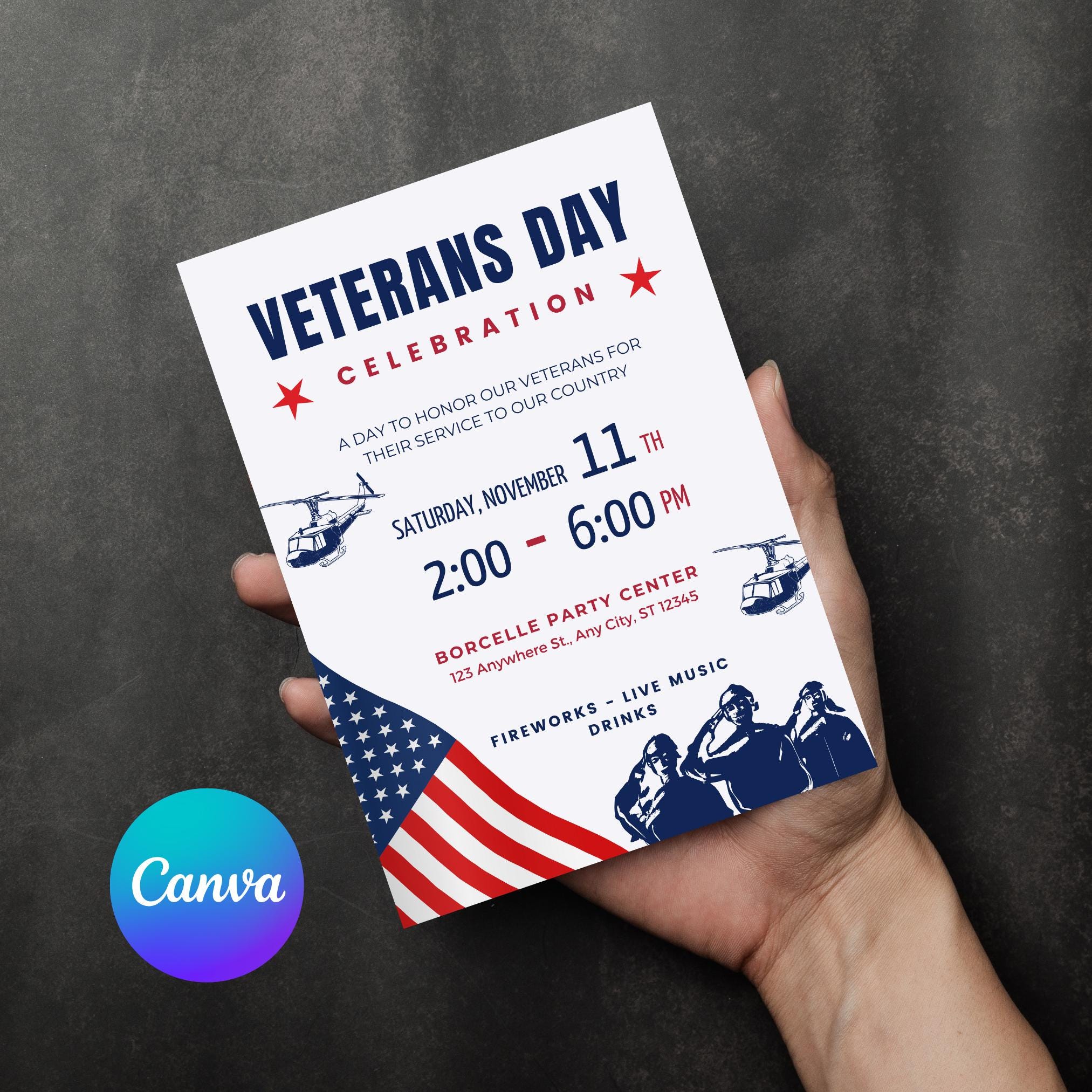VETERANS DAY, Veterans Day Celebration, November 11, Canva Digital ...