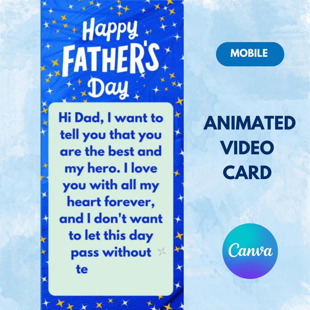 Father's Day Mobile Card, Editable Father's Day Video Card, Father's ...