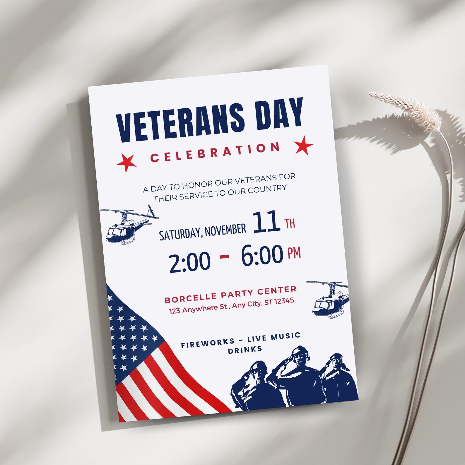 VETERANS DAY, Veterans Day Celebration, November 11, Canva Digital ...