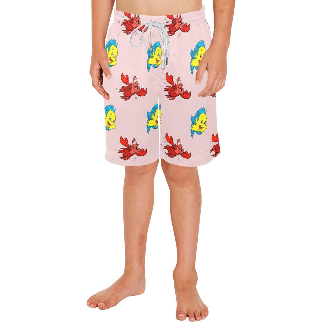 Flounder and Sebastian Boys Swim Shorts | Little Mermaid Kid’s Beach ...