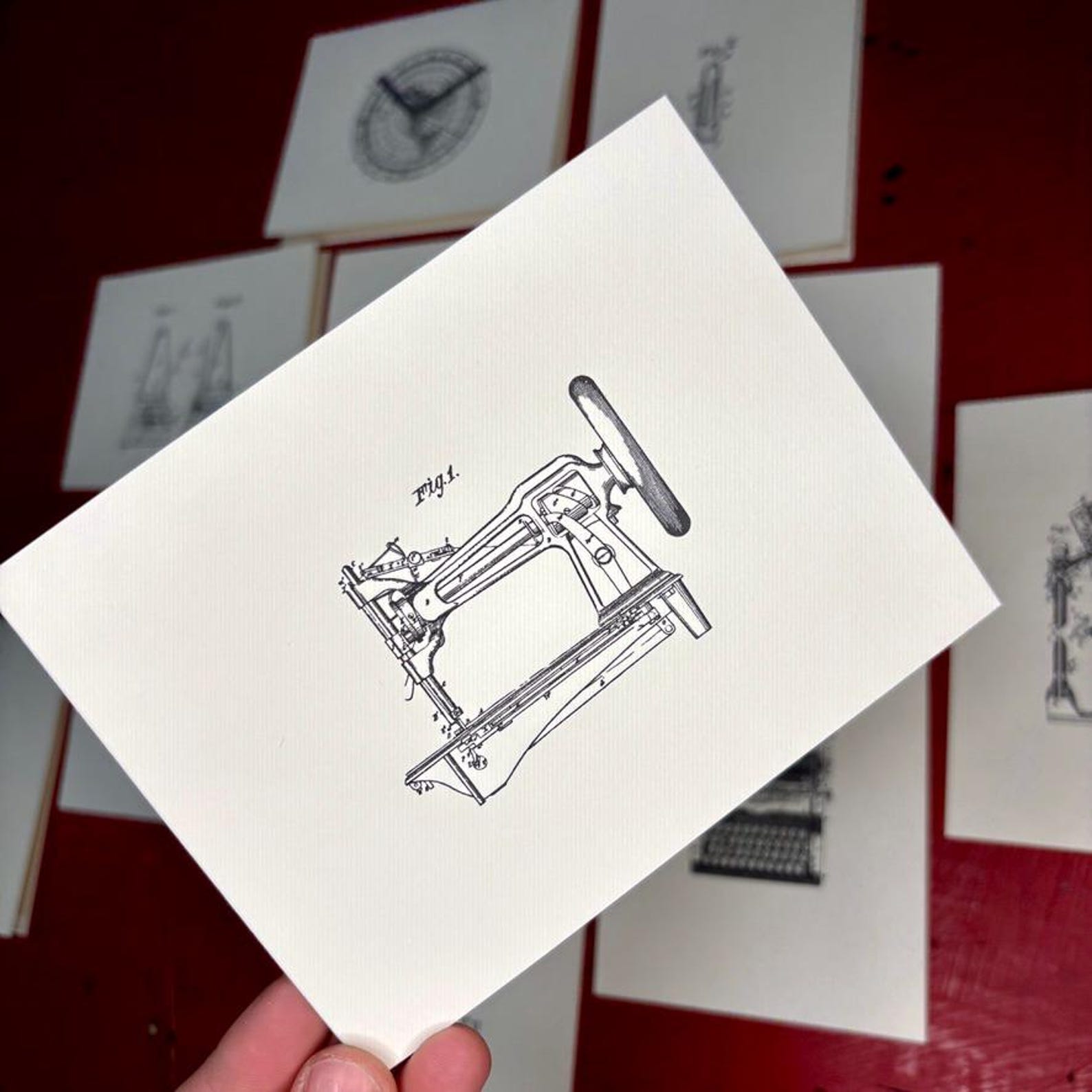 The Patent Collection - "sewing Machine" - Set of 6 Letterpress Folded ...