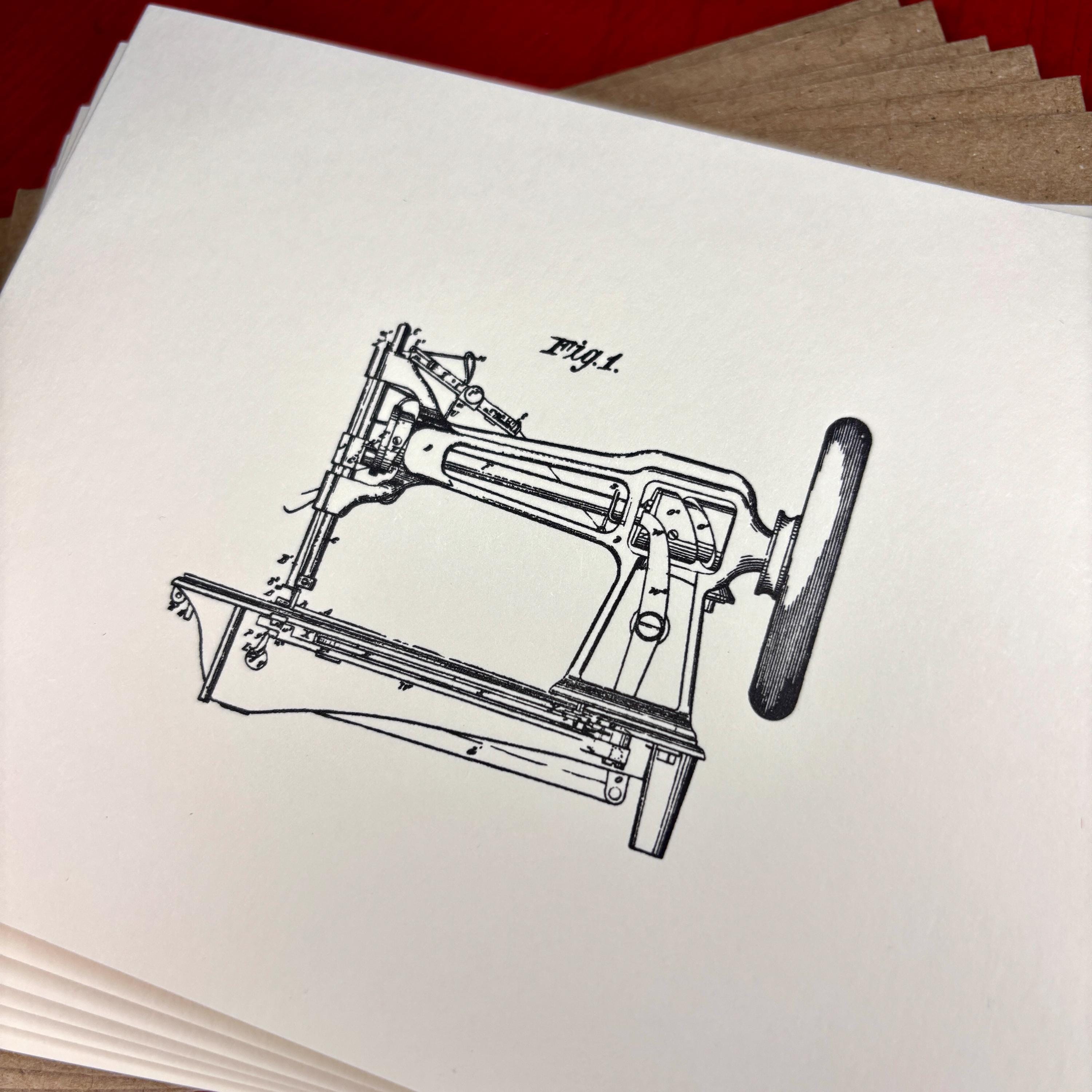 The Patent Collection - "sewing Machine" - Set of 6 Letterpress Folded ...