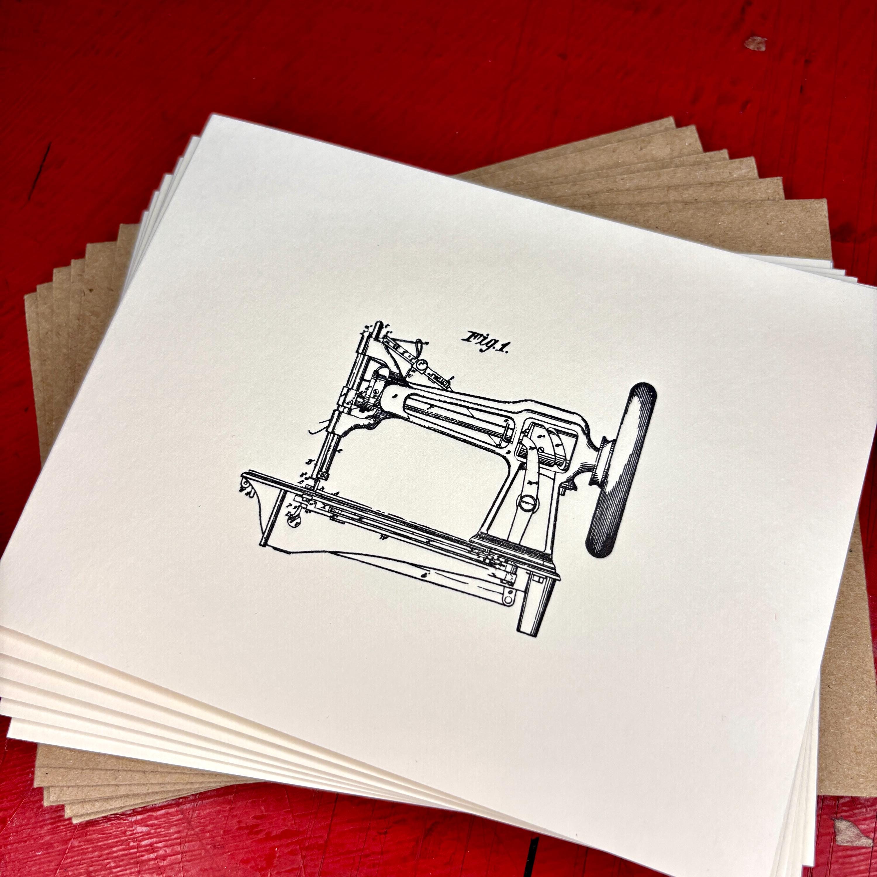 The Patent Collection - "sewing Machine" - Set of 6 Letterpress Folded ...