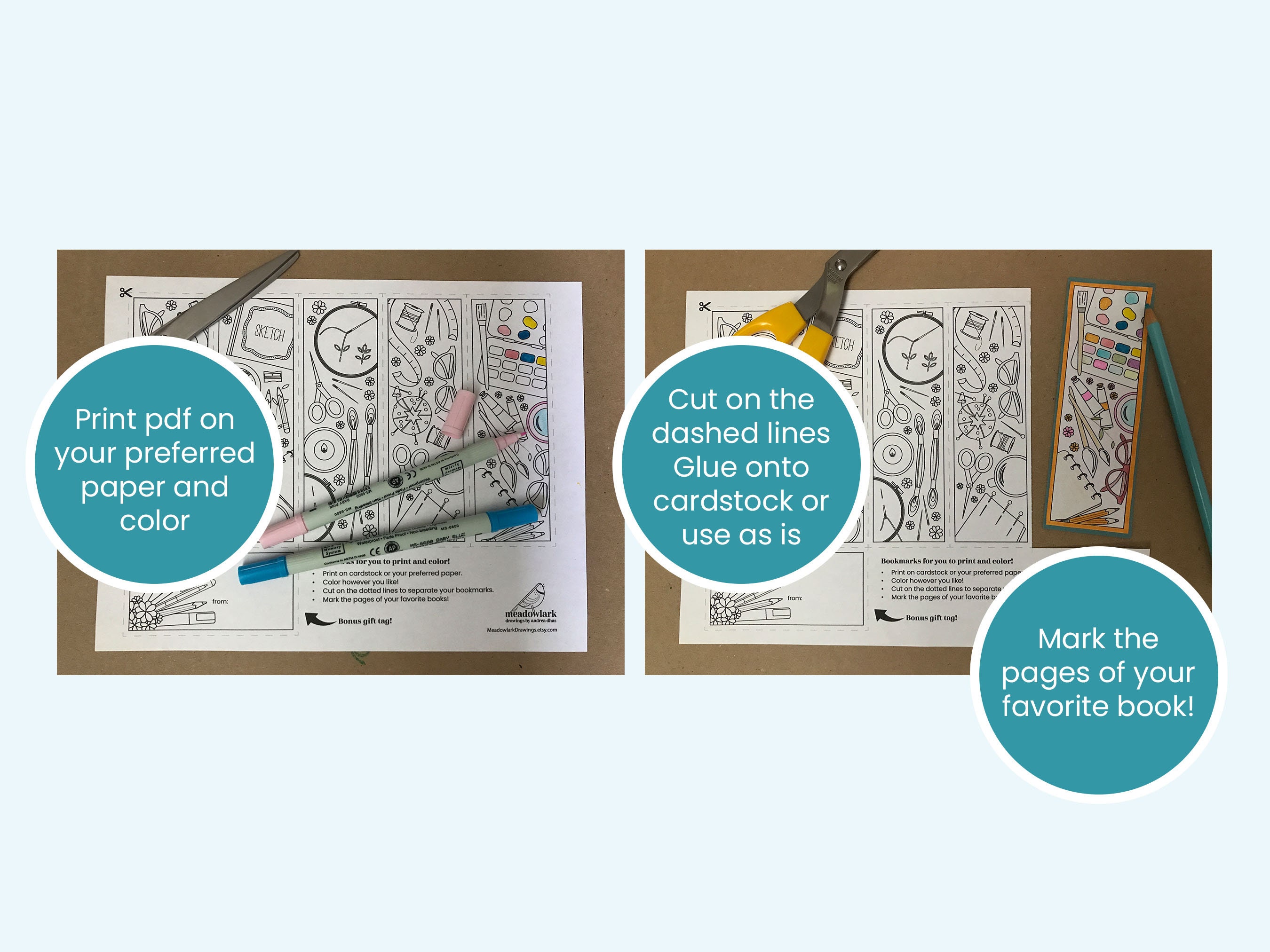 Printable Bookmarks to Color | Stitch and Sketch | Digital Download PDF ...