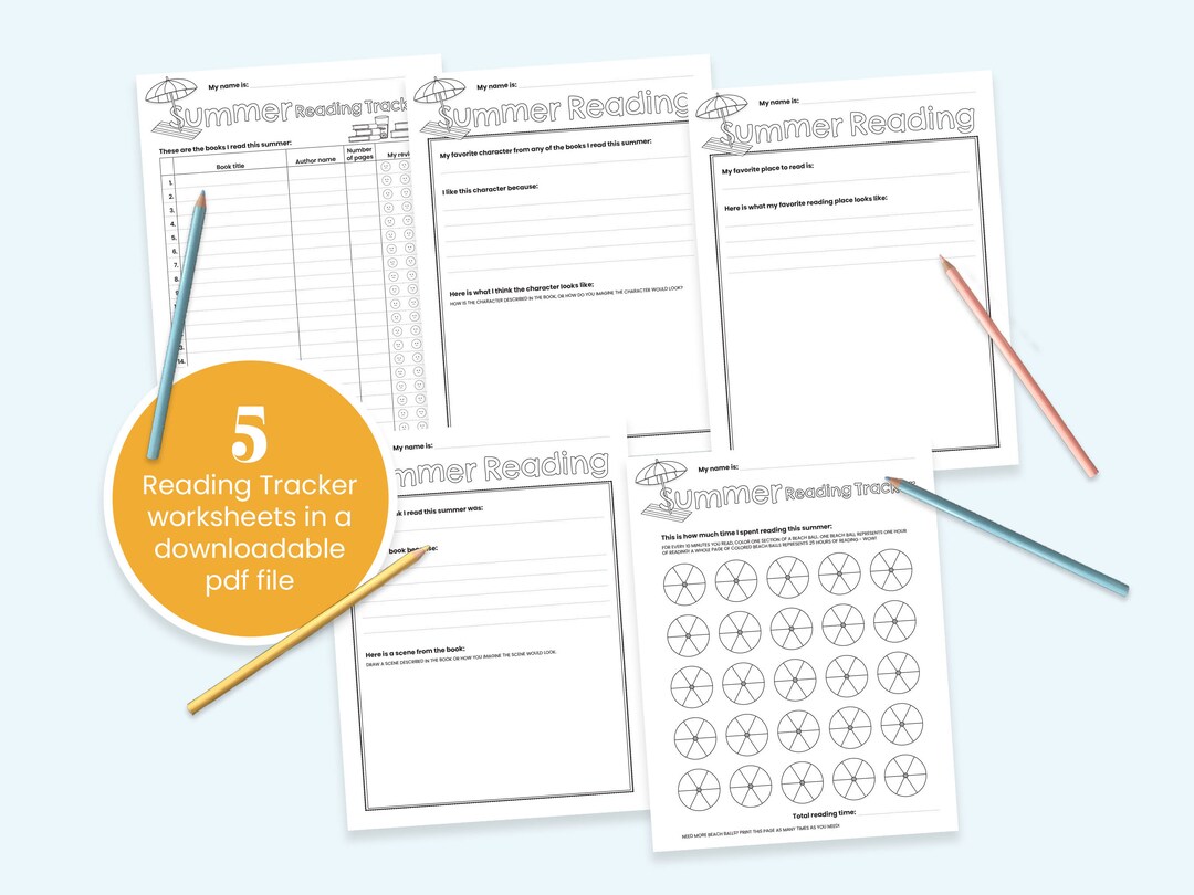 Summer Reading Tracker | Reading Log | Activity Page | Digital Download ...