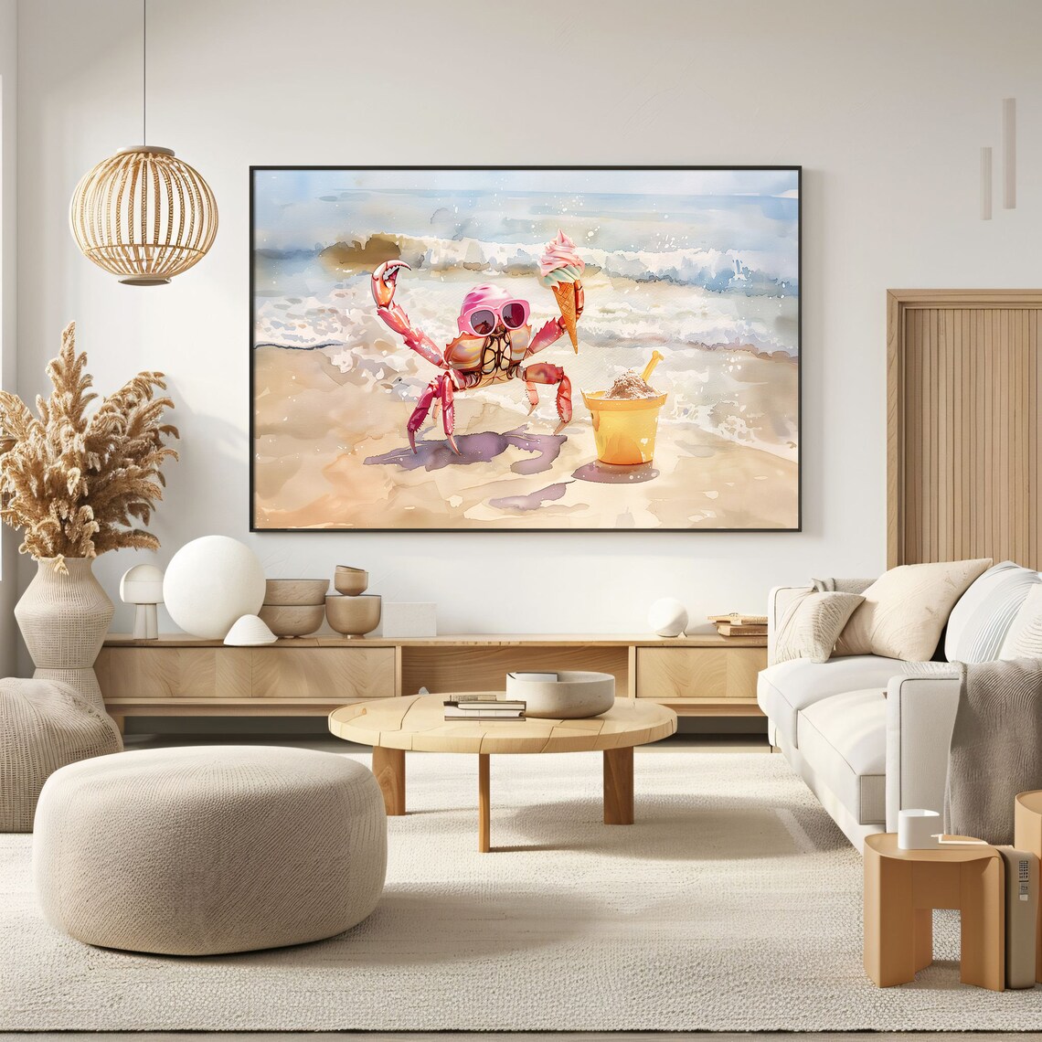 Funny Crab Frame TV Art, Coastal Décor, Digital Download Art for TV ...