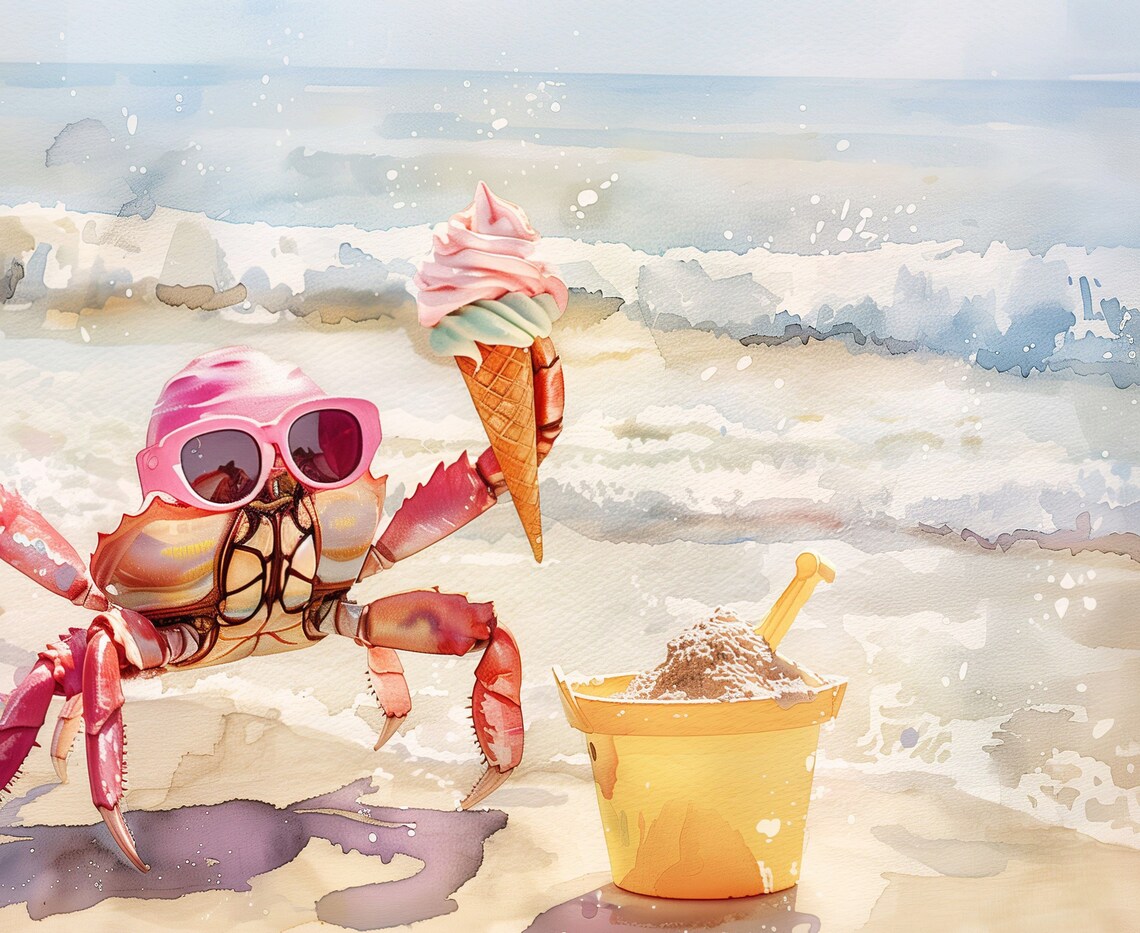 Funny Crab Frame TV Art, Coastal Décor, Digital Download Art for TV ...