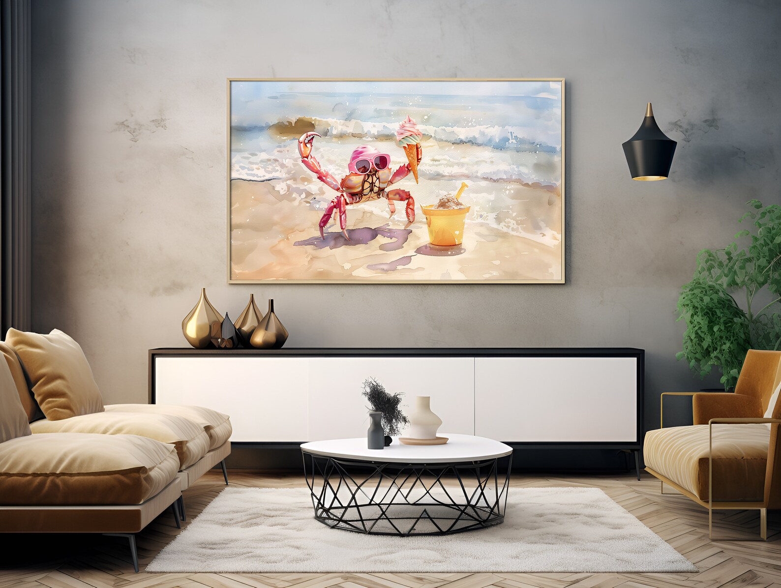 Funny Crab Frame TV Art, Coastal Décor, Digital Download Art for TV ...