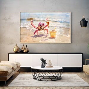 Funny Crab Frame TV Art, Coastal Décor, Digital Download Art for TV ...