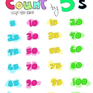 Printable Counting Chart | Skip Counting by 5 | Hand Drawn | Homeschool ...