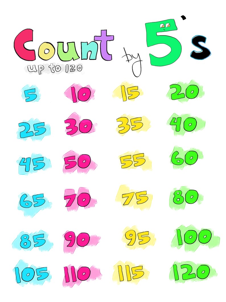 Printable Counting Chart | Skip Counting by 5 | Hand Drawn | Homeschool ...