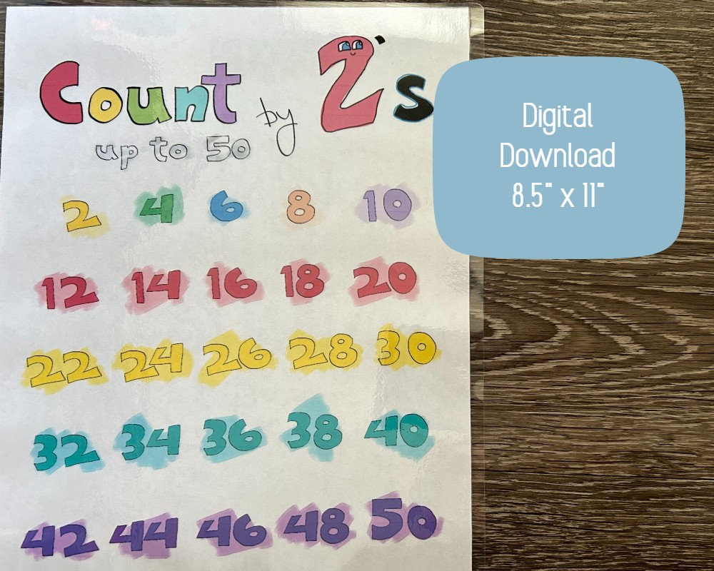 Printable Counting Chart | Skip Counting by 2 | Hand Drawn | Homeschool ...