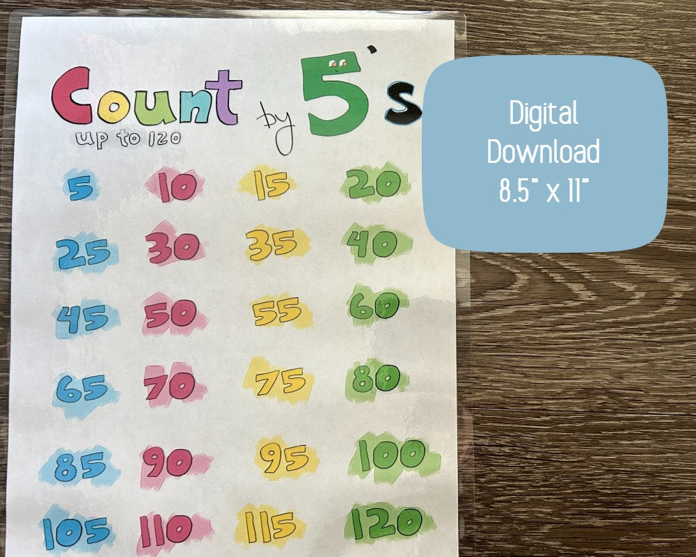 Printable Counting Chart | Skip Counting by 5 | Hand Drawn | Homeschool ...