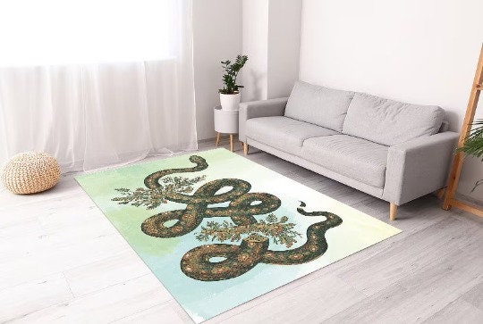 Floral Snake Rugs, Snake Rug, Abstract Snake Rugs, Animal Rugs, Wall ...