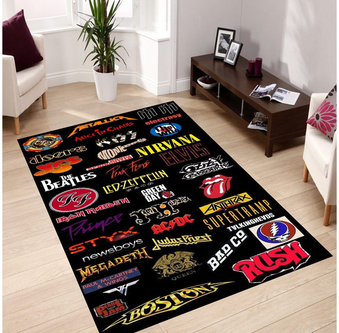 Rock Legends Rug,rock Metal Groups Logos Rug,heavy Metal Rug,rockn Roll ...