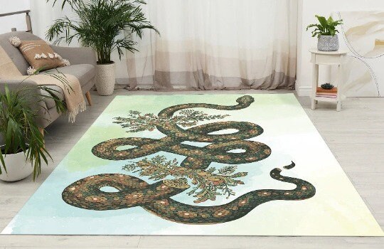 Floral Snake Rugs, Snake Rug, Abstract Snake Rugs, Animal Rugs, Wall ...