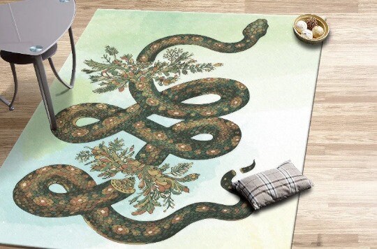Floral Snake Rugs, Snake Rug, Abstract Snake Rugs, Animal Rugs, Wall ...