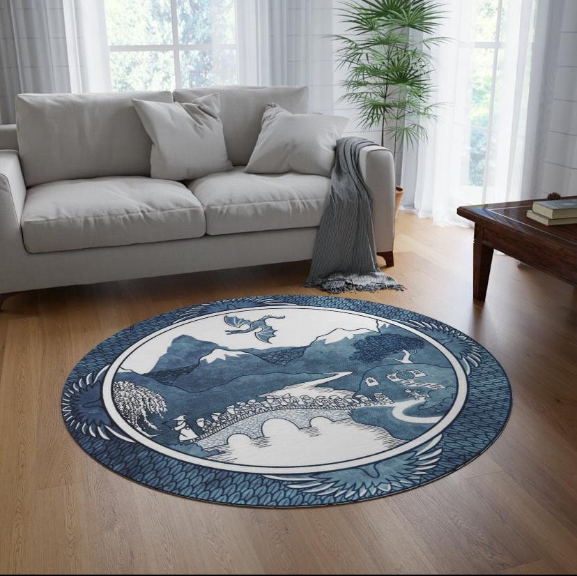 The Hobbit Round Rug, Lord of the Rings Round Rug, LOTR Floor Rug ...