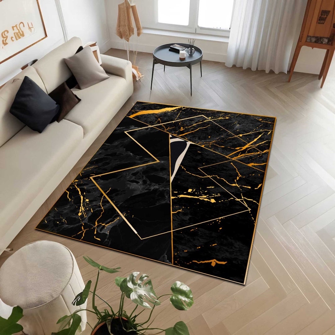 Golden Blue Marble Rug,marble Pattern Rug,luxury Rug,saloon Rug,shining ...
