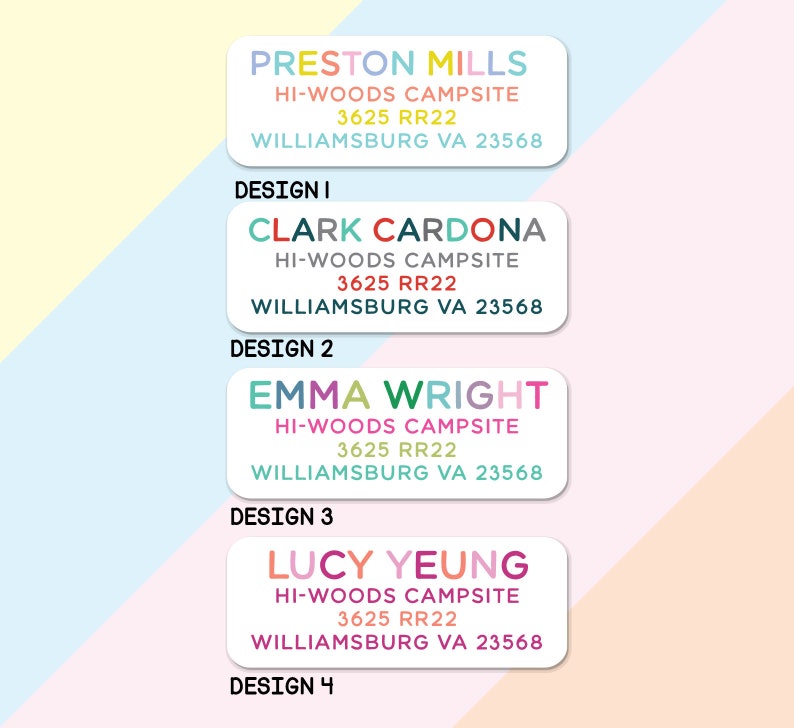 Personalized Camp Address Labels for Kids, Summer Camp Return Mailing ...