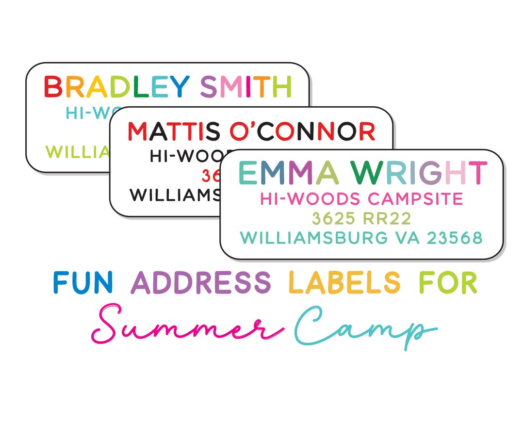 Camp Labels, Personalized Return Mailing Address Stickers for Summer ...