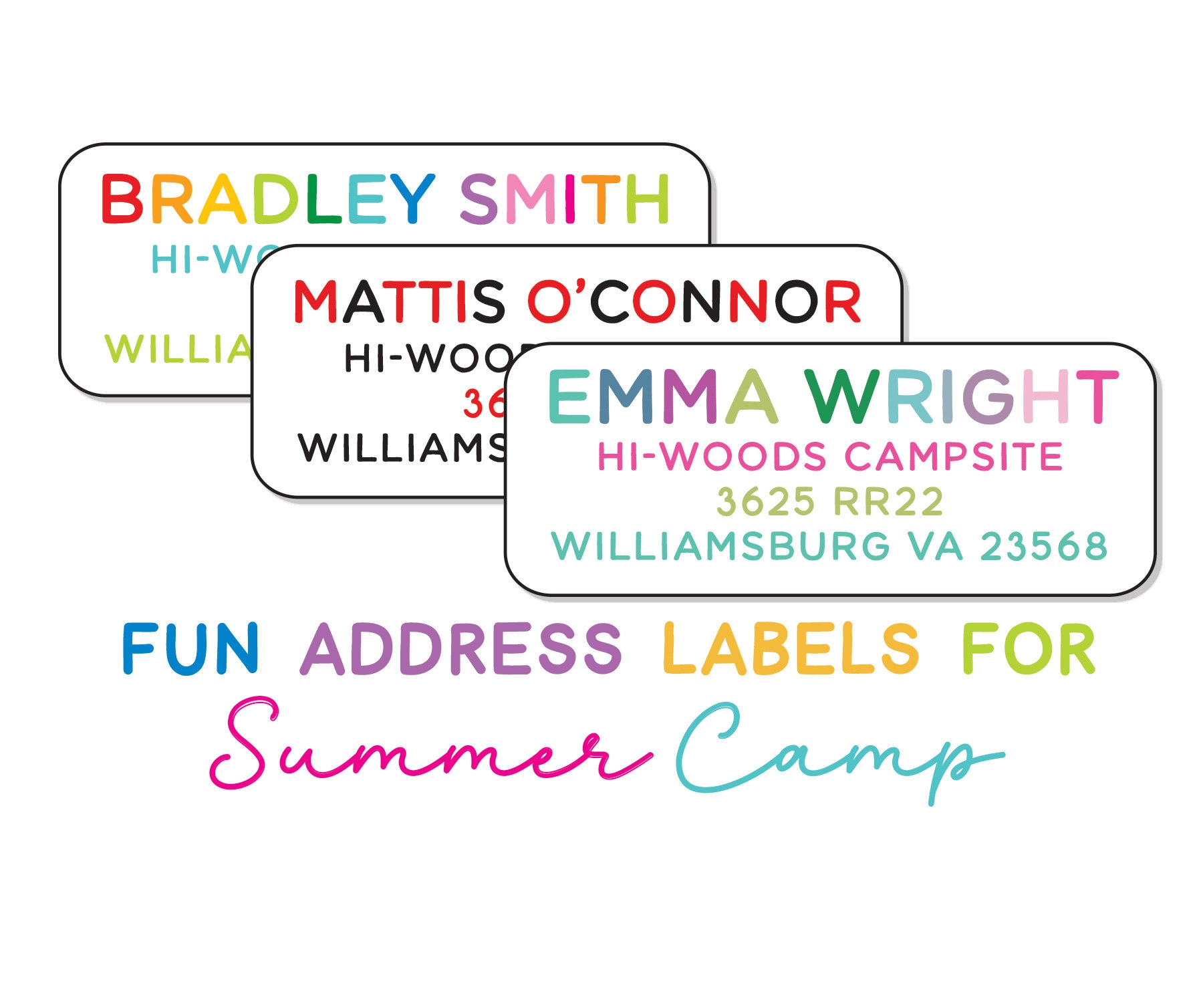 Personalized Camp Address Labels for Kids, Summer Camp Return Mailing ...