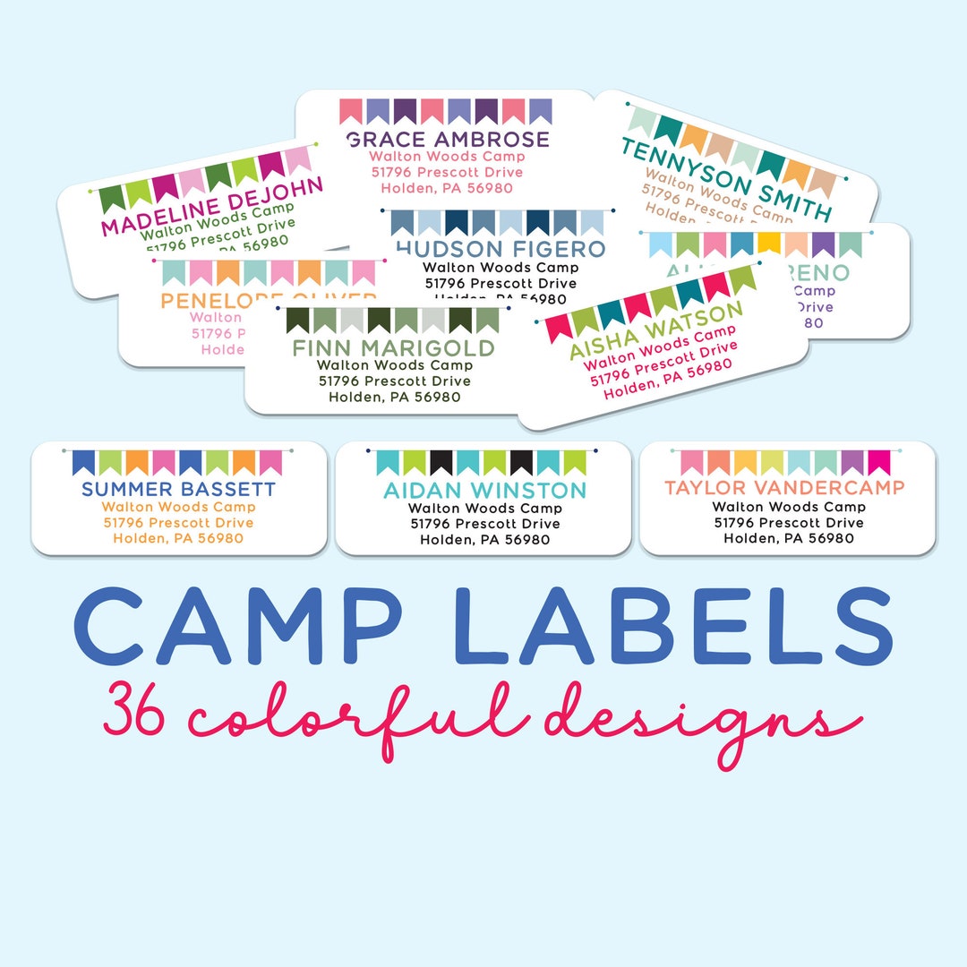 Camp Labels, Personalized Return Mailing Address Stickers for Summer ...