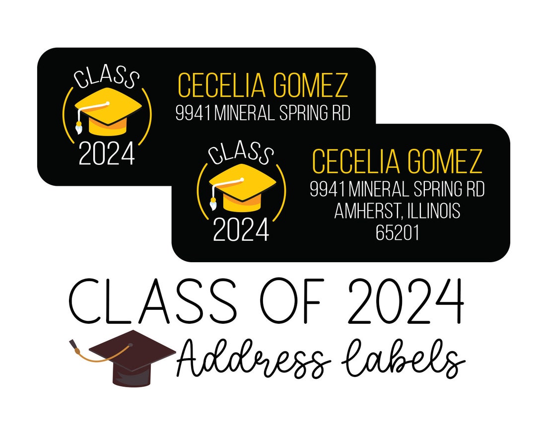 Graduation Address Labels | 30 Personalized Class of 2024 Return ...