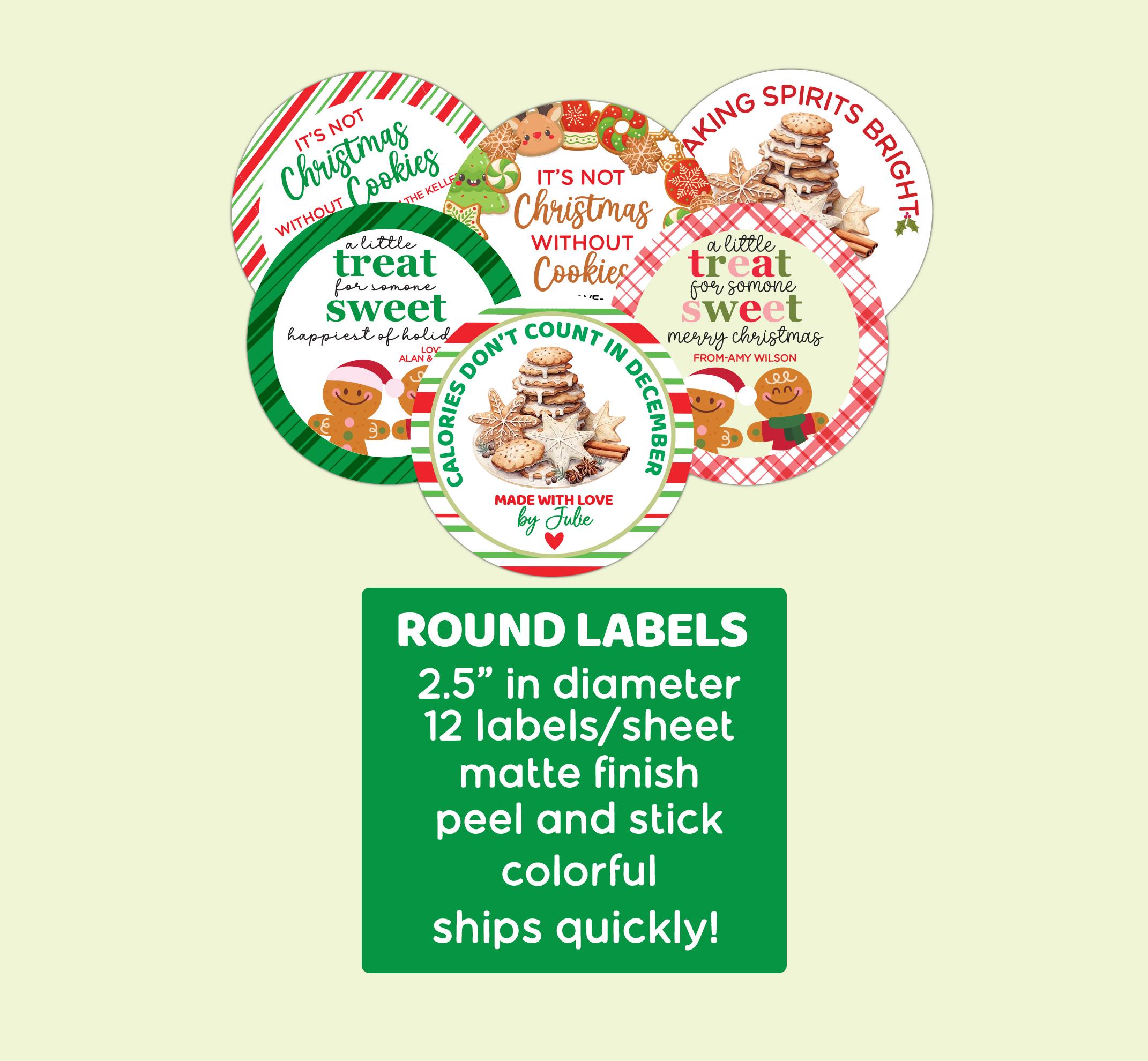 Baking Spirits Bright Tags, Personalized Christmas Baked Good Stickers ...
