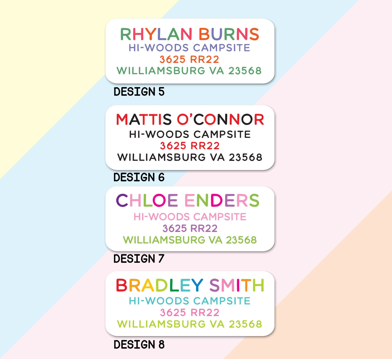 Personalized Camp Address Labels for Kids, Summer Camp Return Mailing ...