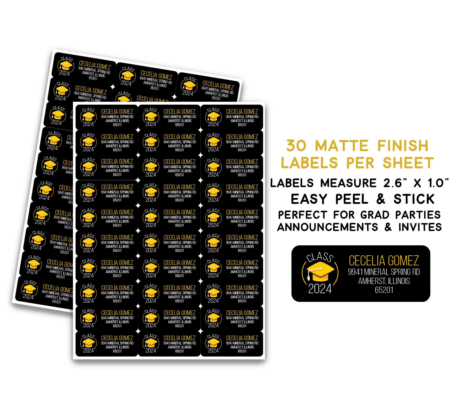 Graduation Labels, 2024 Graduation Address Labels, Return Address ...