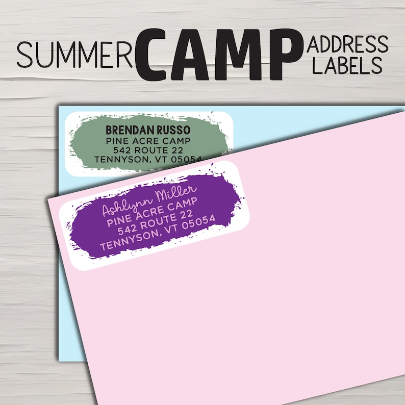 Camp Labels, Personalized Return Mailing Address Stickers for Summer ...