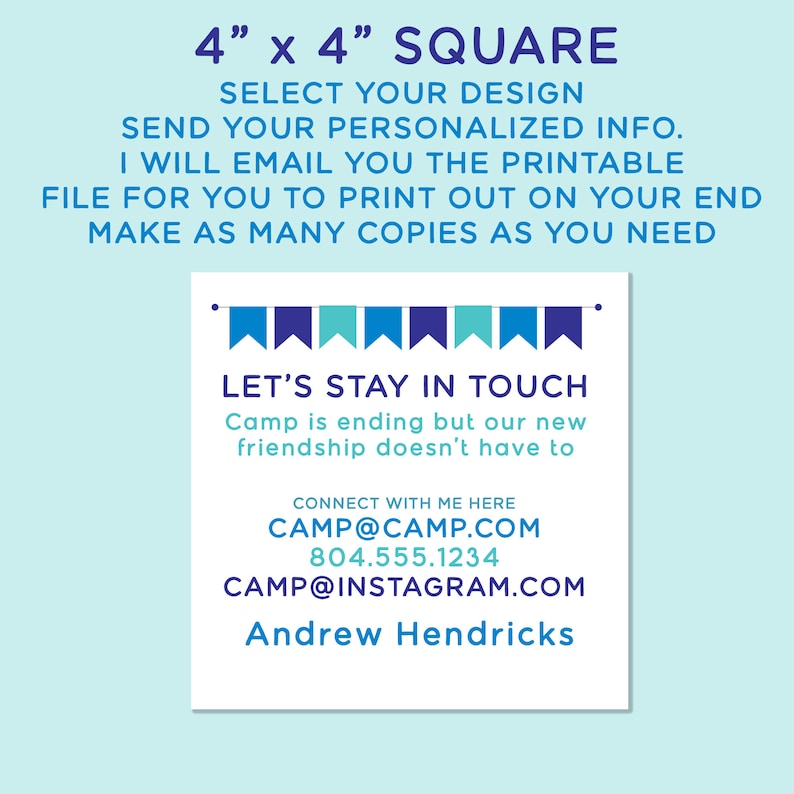 Summer Camp Printable File, Stay in Touch Keep Connected After Camp ...