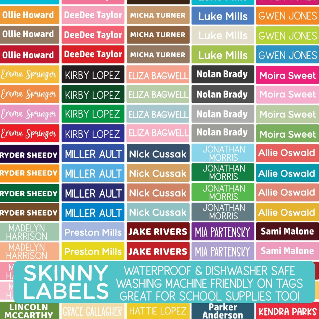 80 Skinny Daycare Labels, School Supply Stickers | Waterproof Durable ...