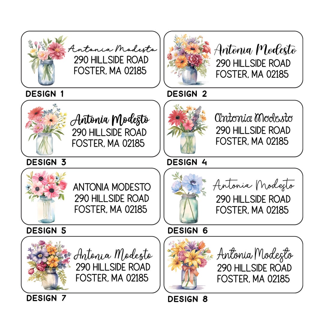 Return Address Labels, Wild Flower Address Labels, Floral Personalized ...
