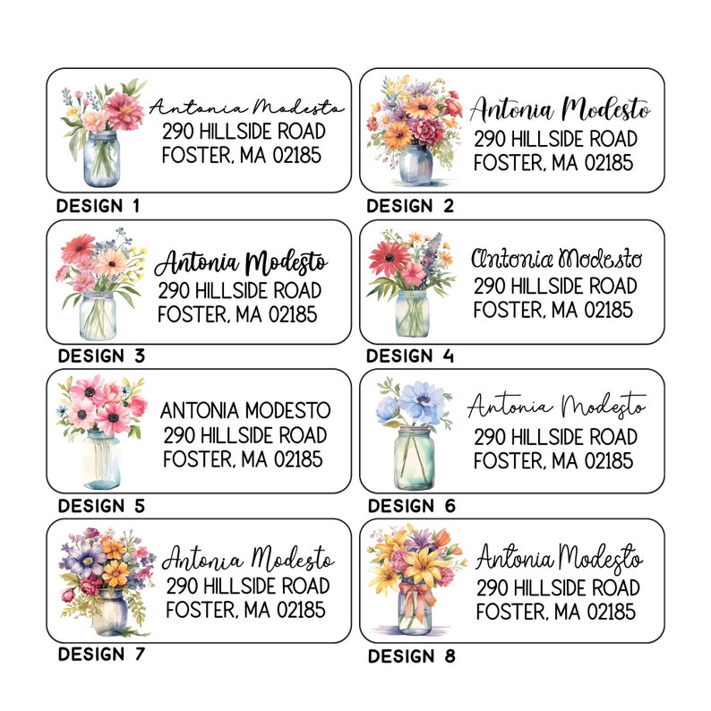 Return Address Labels, Wild Flower Address Labels, Floral Personalized ...