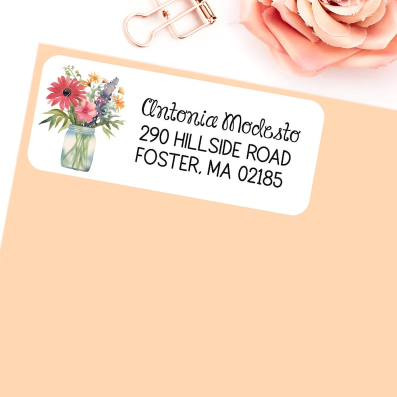 Return Address Labels, Wild Flower Address Labels, Floral Personalized ...