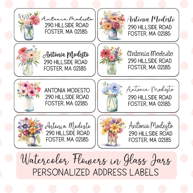 Return Address Labels, Wild Flower Address Labels, Floral Personalized ...