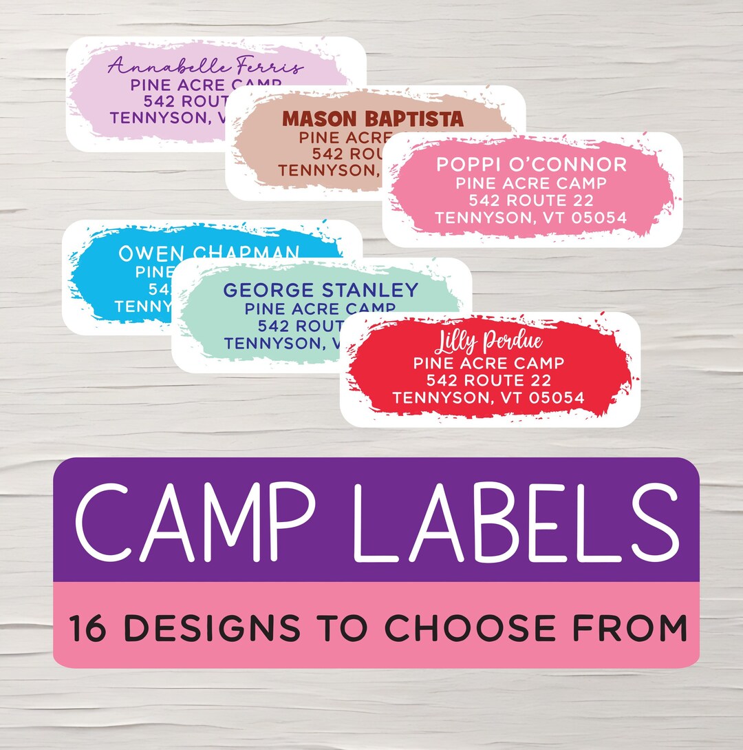 Camp Labels, Personalized Return Mailing Address Stickers for Summer ...