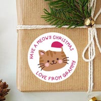 Printable Christmas Kitty Gift Tags, Cat Gift Labels, Instant Download ...