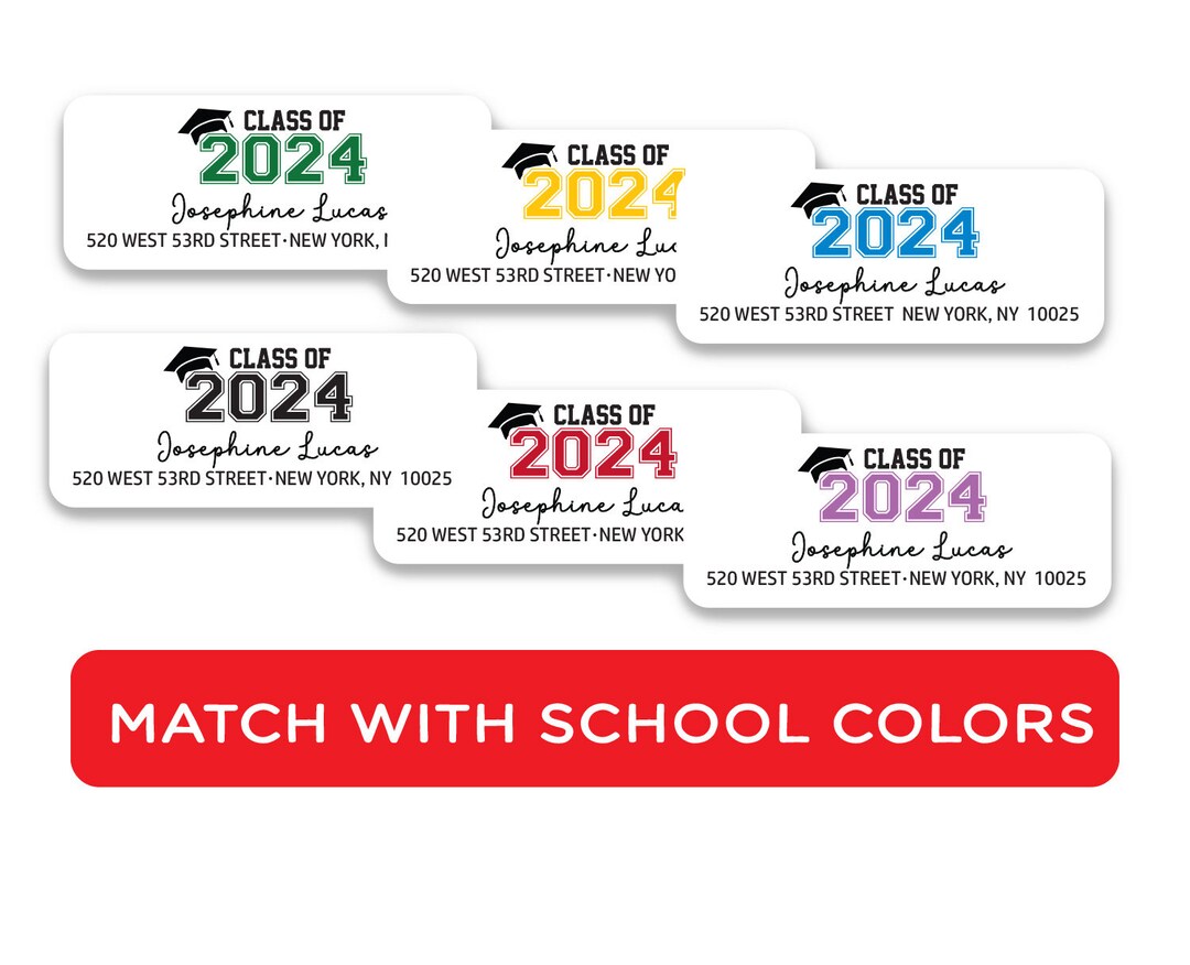 Custom Class of 2024 Graduation Address Labels for Parties ...