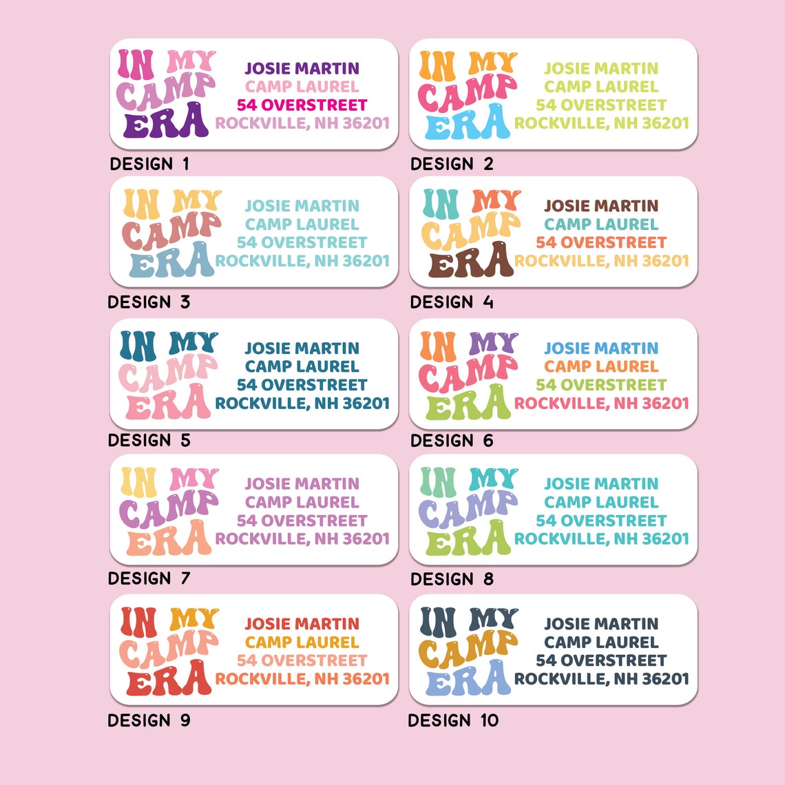 Camp Address Labels, in My Camp Era, 30 Personalized Summer Camp ...