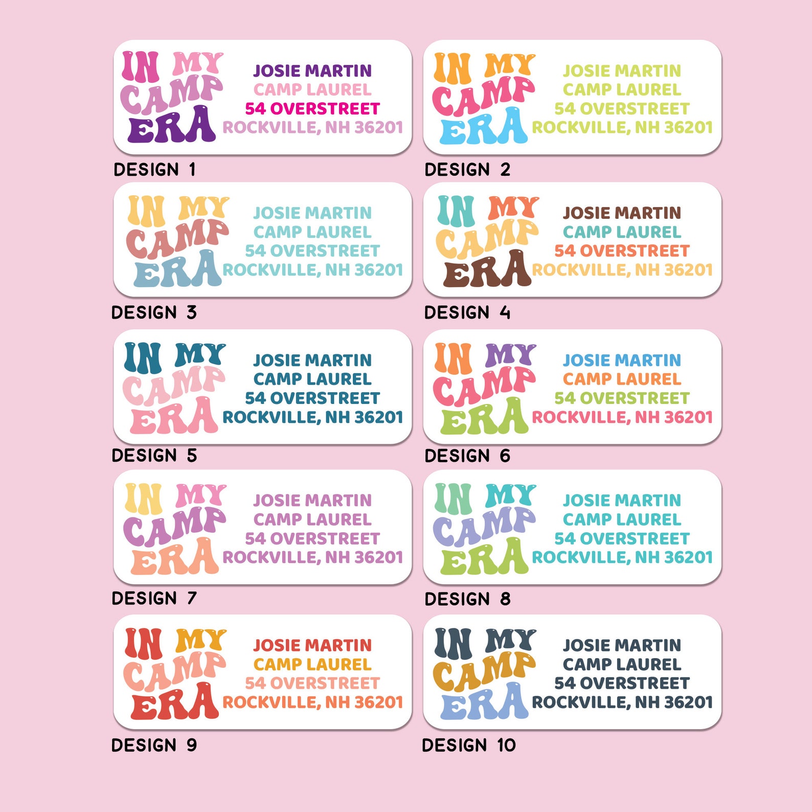 Camp Address Labels, in My Camp Era, 30 Personalized Summer Camp ...