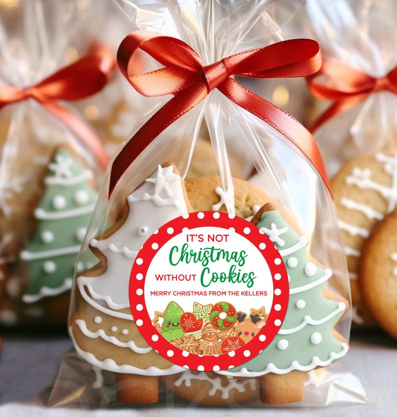 Baking Spirits Bright Tags, Personalized Christmas Baked Good Stickers ...